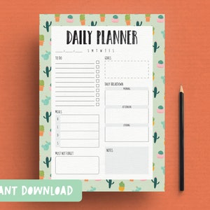 Daily Planner Cactus Print | A4 and US Letter Size Pdfs Included ...