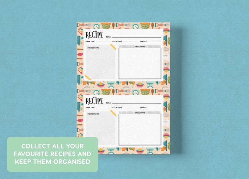 Recipe Cards 'bakers Gonna Bake' | A4/A5 and US Half-letter/ Letter ...