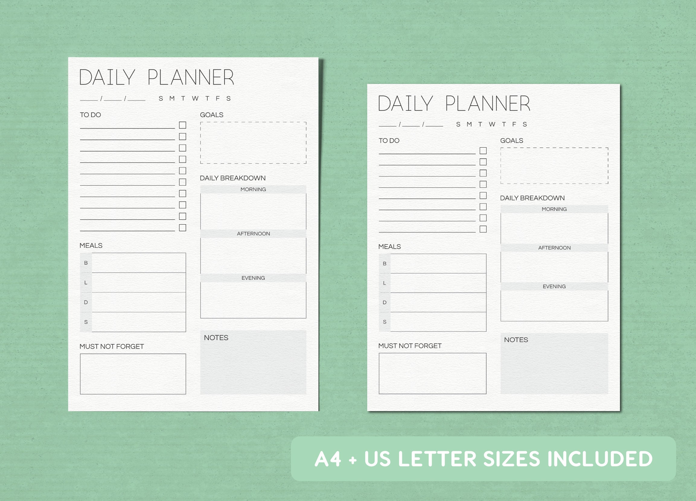 Daily Planner Minimal A4 and US Letter Size Pdfs Included INSTANT ...