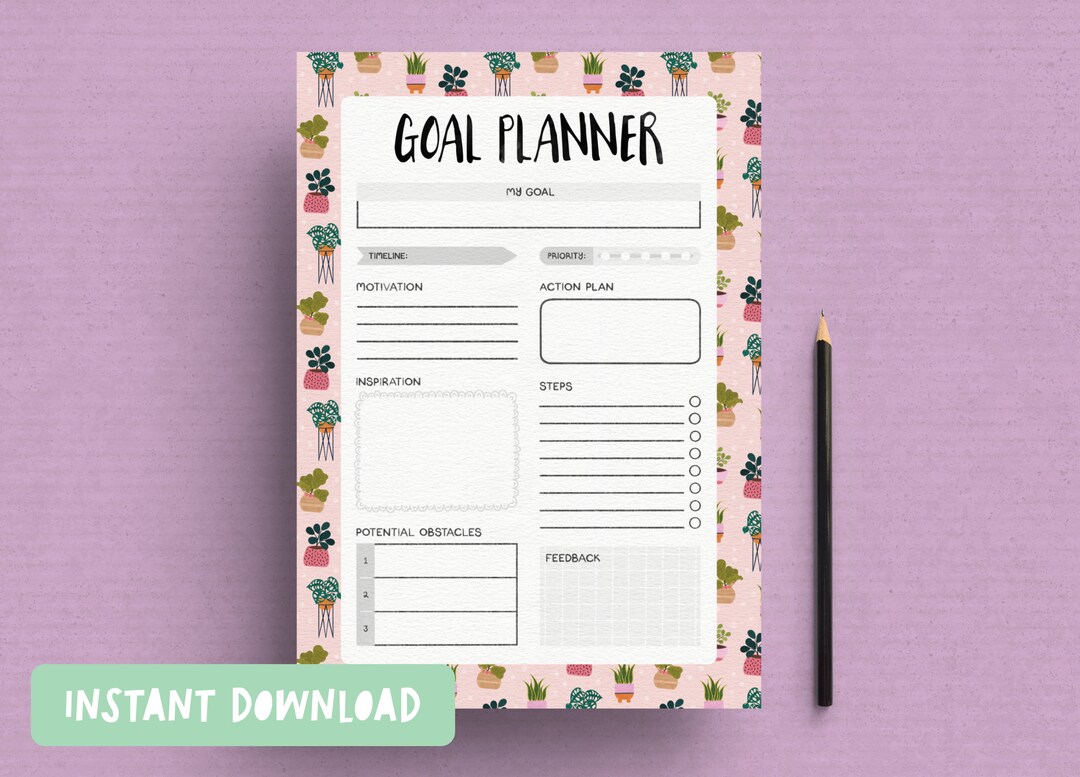 Goal Planner Pot Plants Print | A4 and US Letter Size Pdfs Included ...