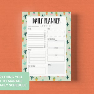 Daily Planner Cactus Print A4 and US Letter Size Pdfs Included INSTANT ...