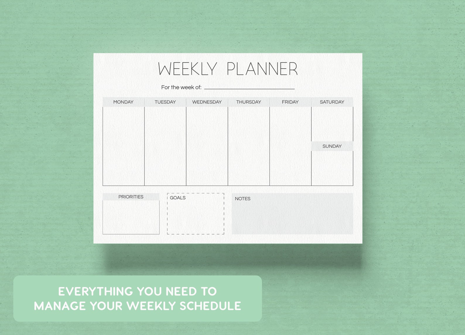 Weekly Planner Minimal A4 and US Letter Size Pdfs Included - Etsy