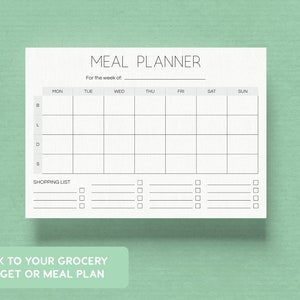 Meal Planner Minimal A4 and US Letter Size Pdfs Included - Etsy