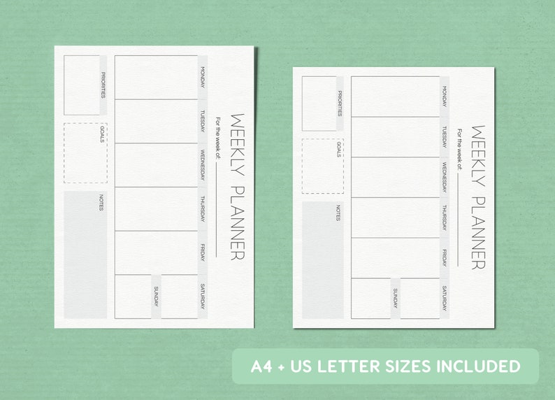 Weekly Planner Minimal A4 and US Letter Size Pdfs Included - Etsy