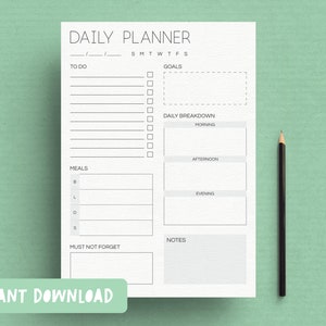 Daily Planner Minimal A4 and US Letter Size Pdfs Included INSTANT ...