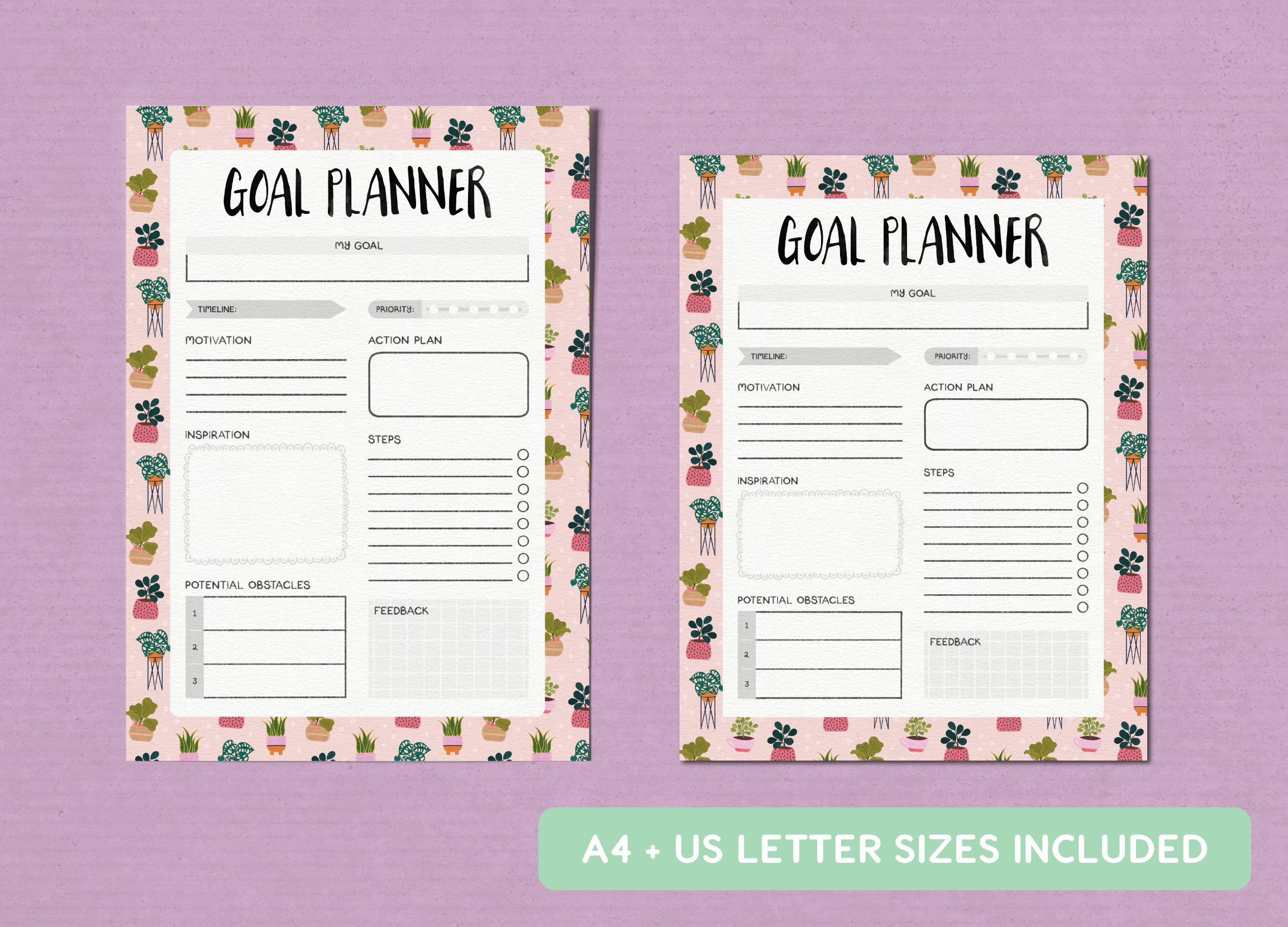 Goal Planner Pot Plants Print A4 and US Letter Size Pdfs Included ...