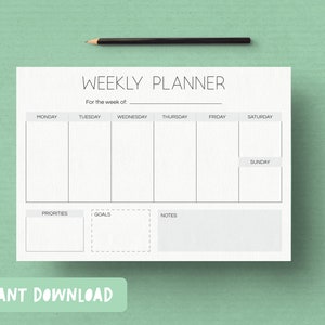 Weekly Planner Minimal A4 and US Letter Size Pdfs Included - Etsy
