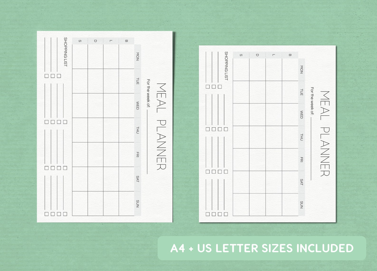 Meal Planner Minimal | A4 and US Letter Size Pdfs Included – INSTANT ...