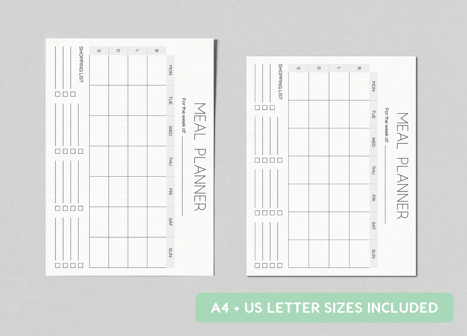 Meal Planner Minimal A4 and US Letter Size Pdfs Included | Etsy