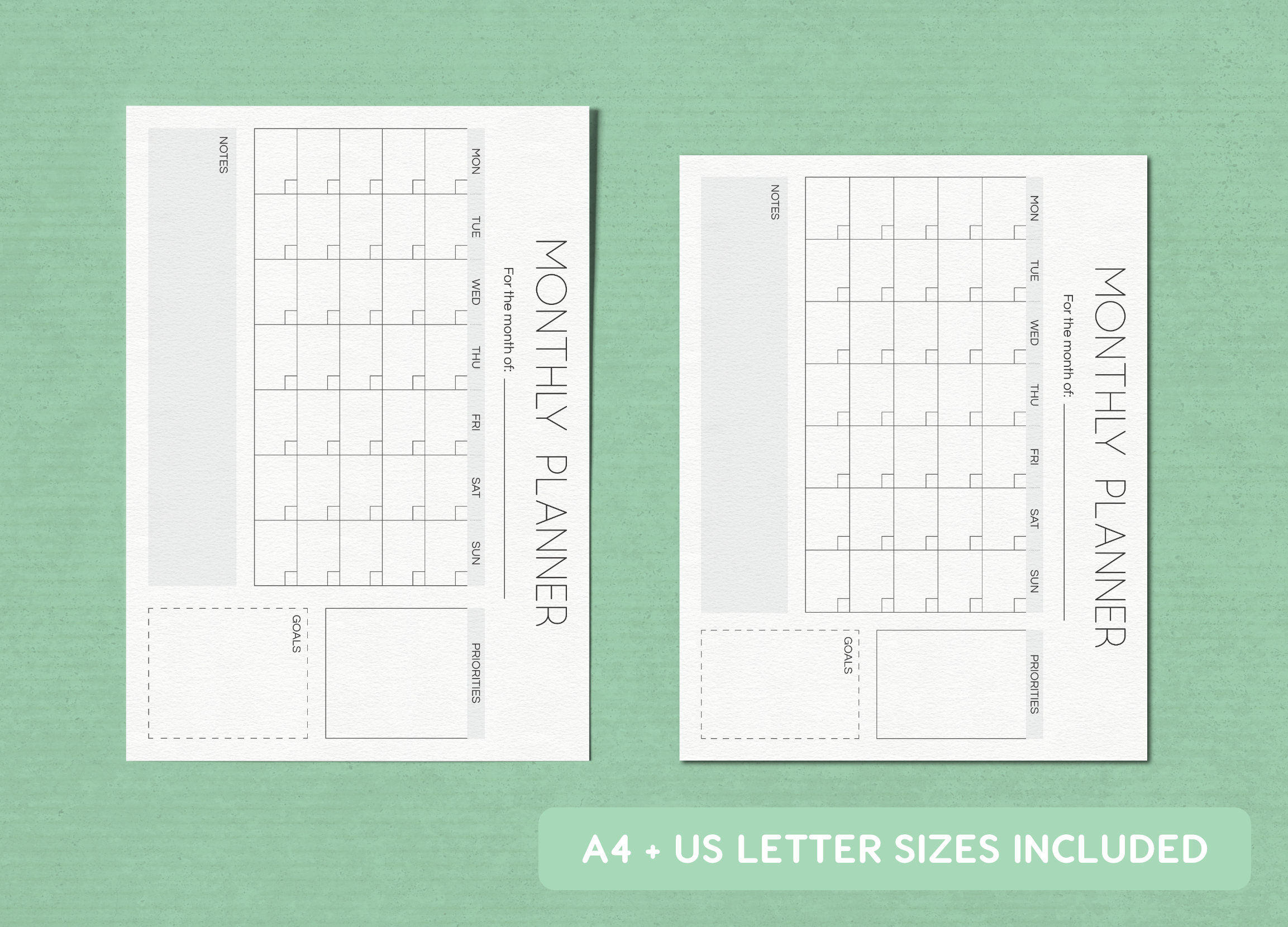 Monthly Planner Minimal A4 and US Letter Size Pdfs Included - Etsy