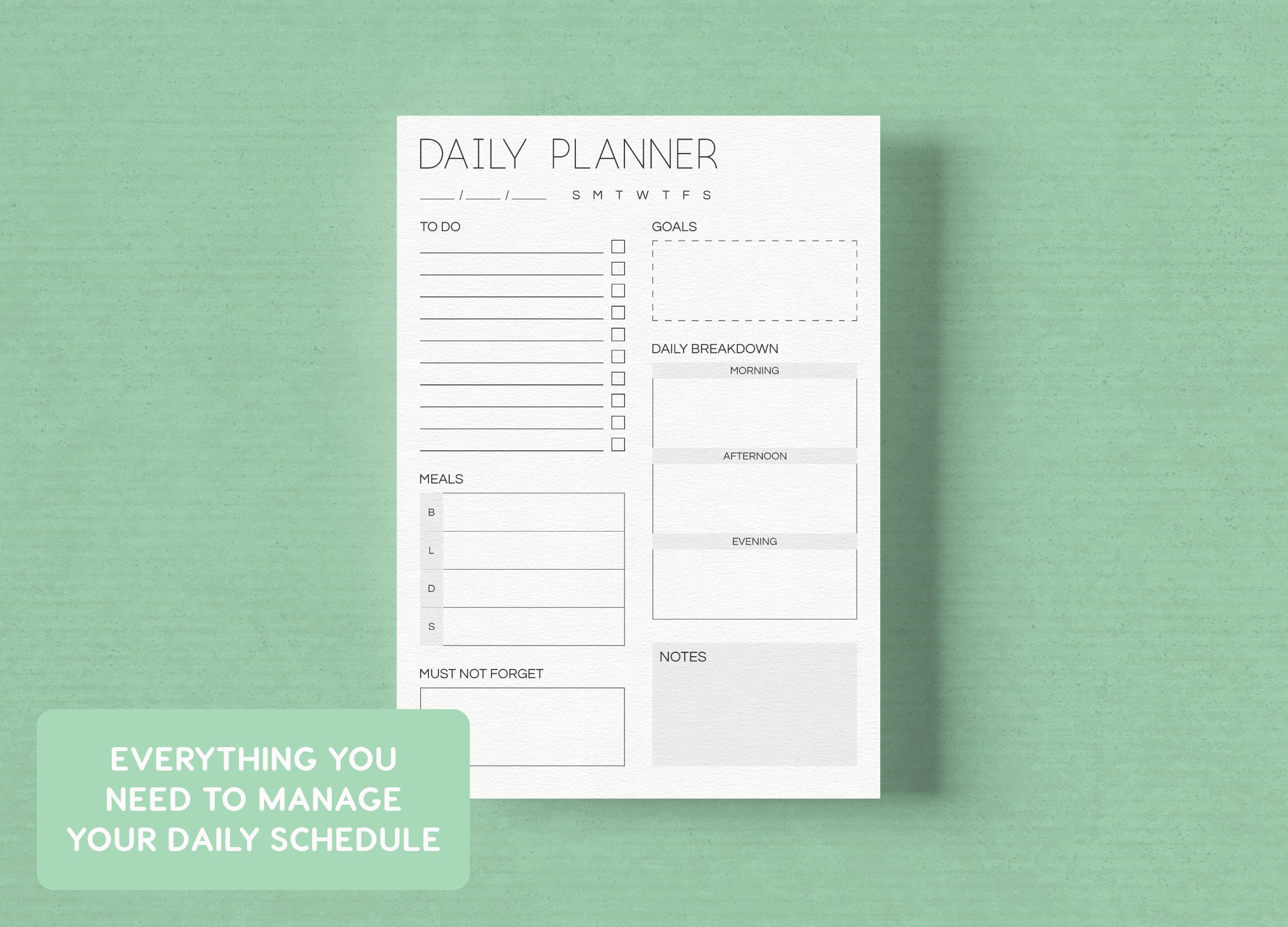 Daily Planner Minimal A4 and US Letter Size Pdfs Included INSTANT ...