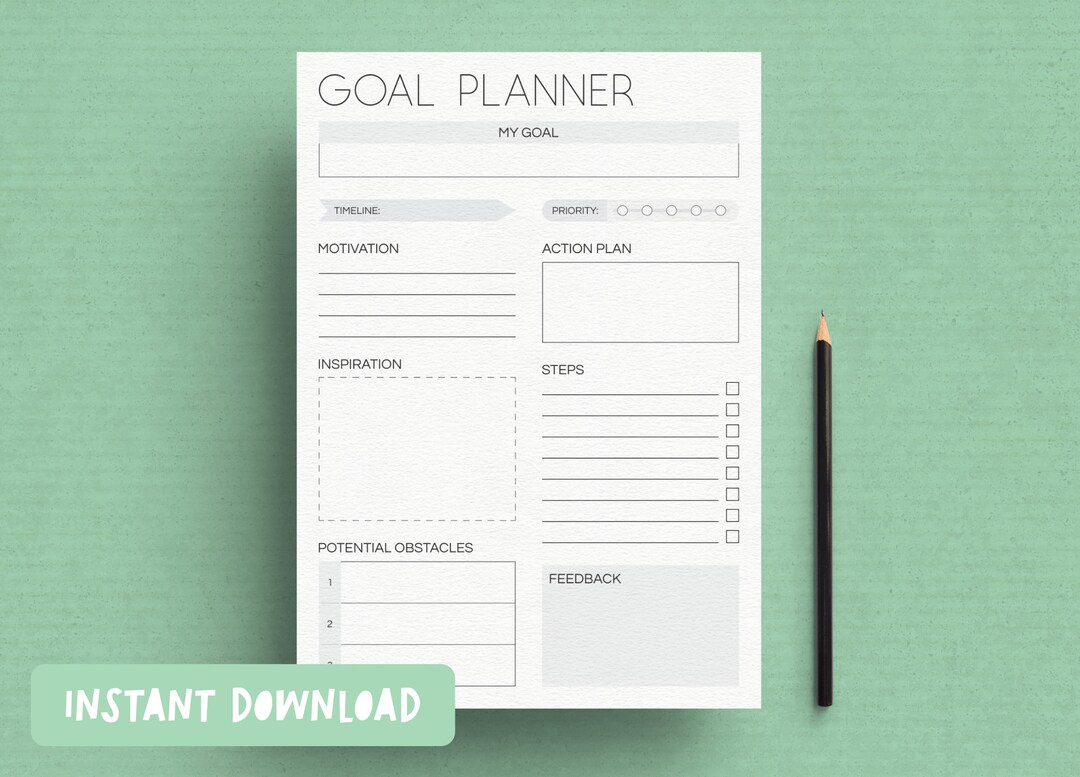 Goal Planner Minimal | A4 and US Letter Size Pdfs Included – INSTANT ...