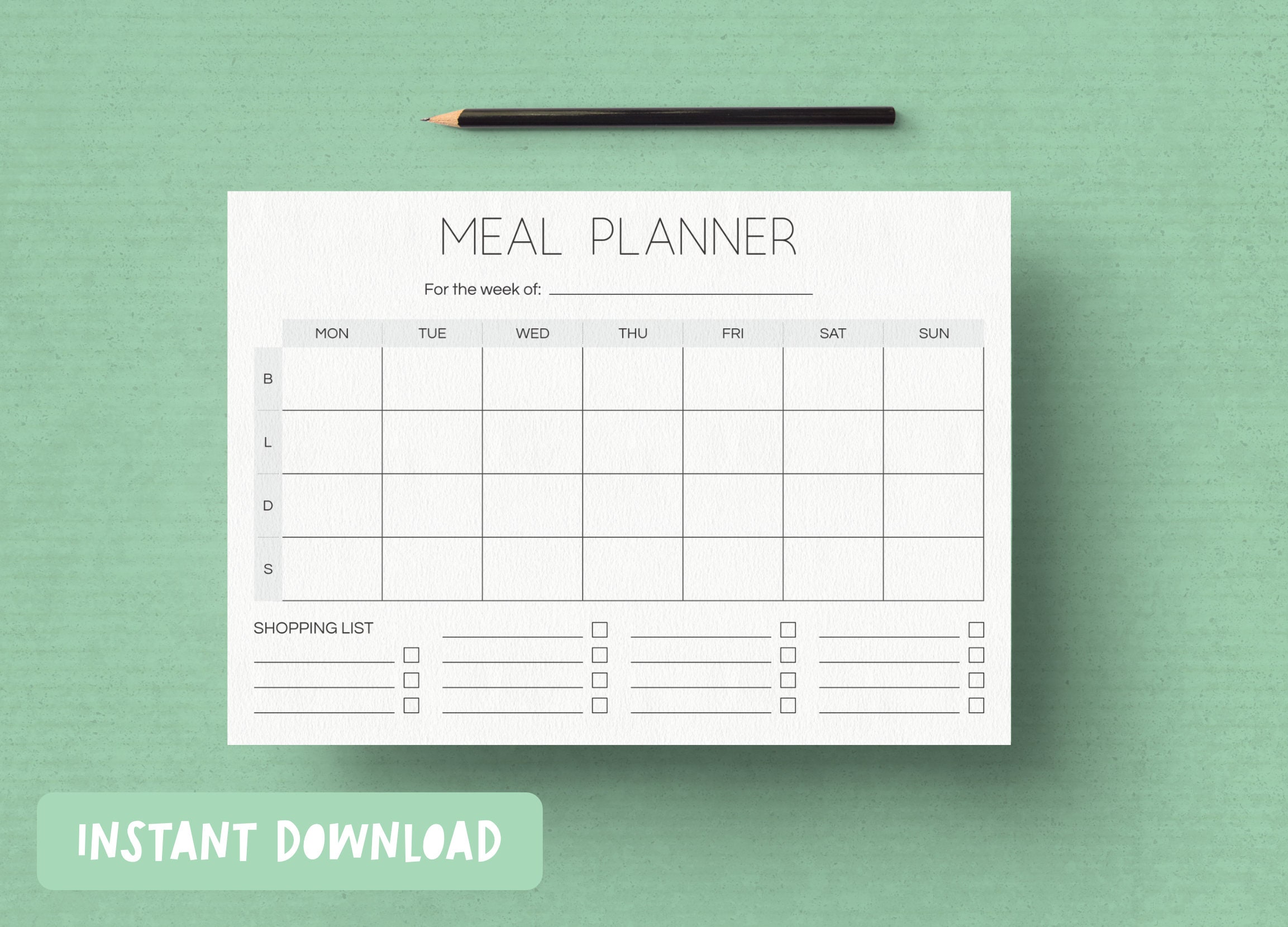 Meal Planner Minimal A4 and US Letter Size Pdfs Included - Etsy