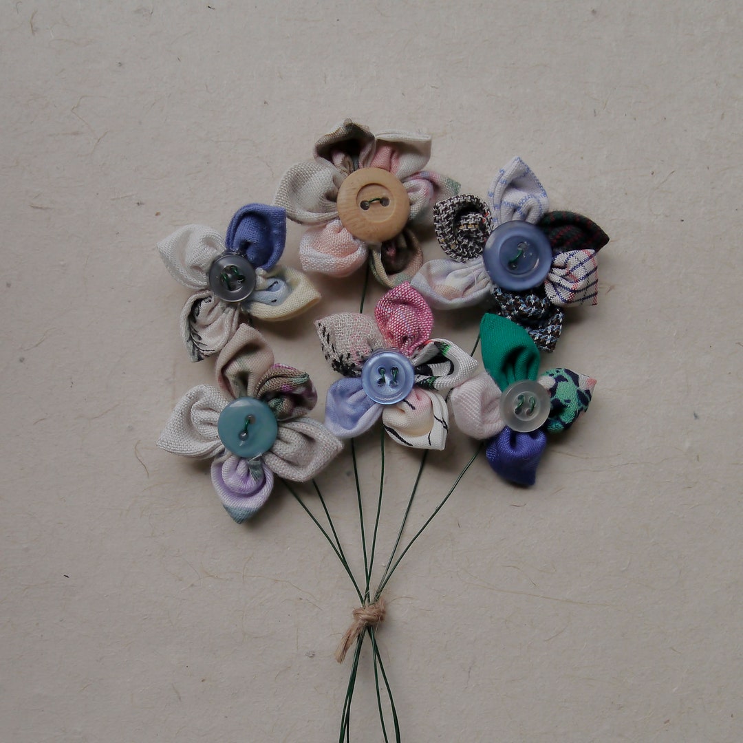 Upcycled Fabric Flower Bouquet (set of 6 Flowers) - Etsy