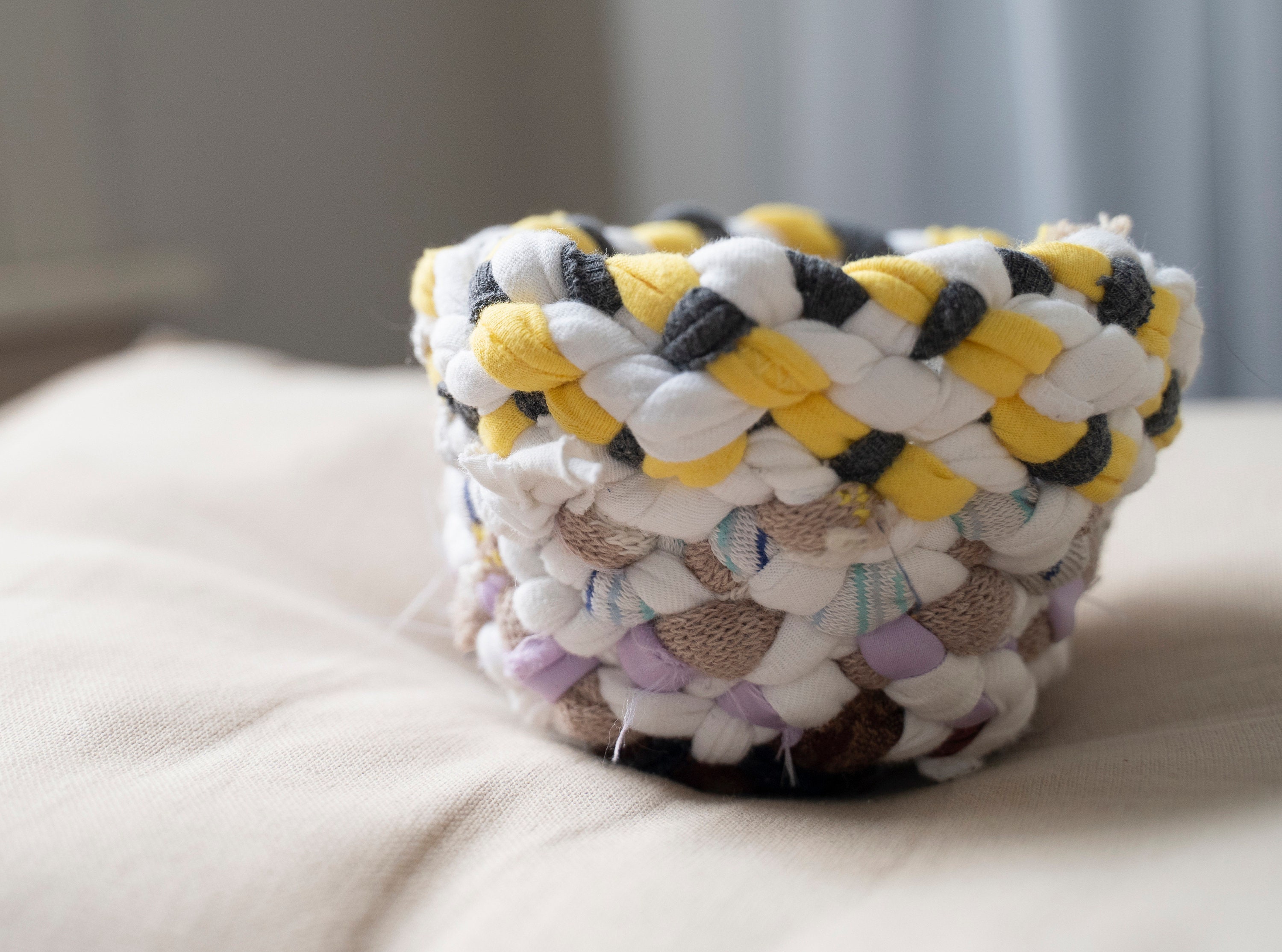Upcycled Braided Scrap Fabric Basket - Etsy