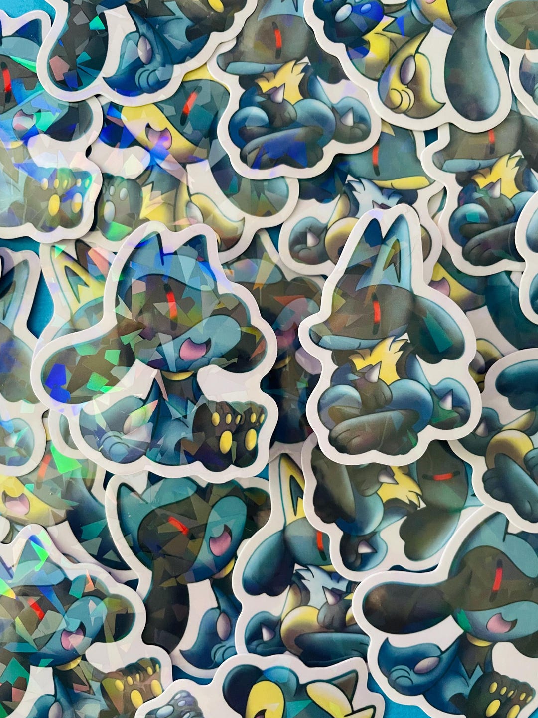 Riolu Lucario Sticker Vinyl Holographic Pokemon Fanmade - Etsy