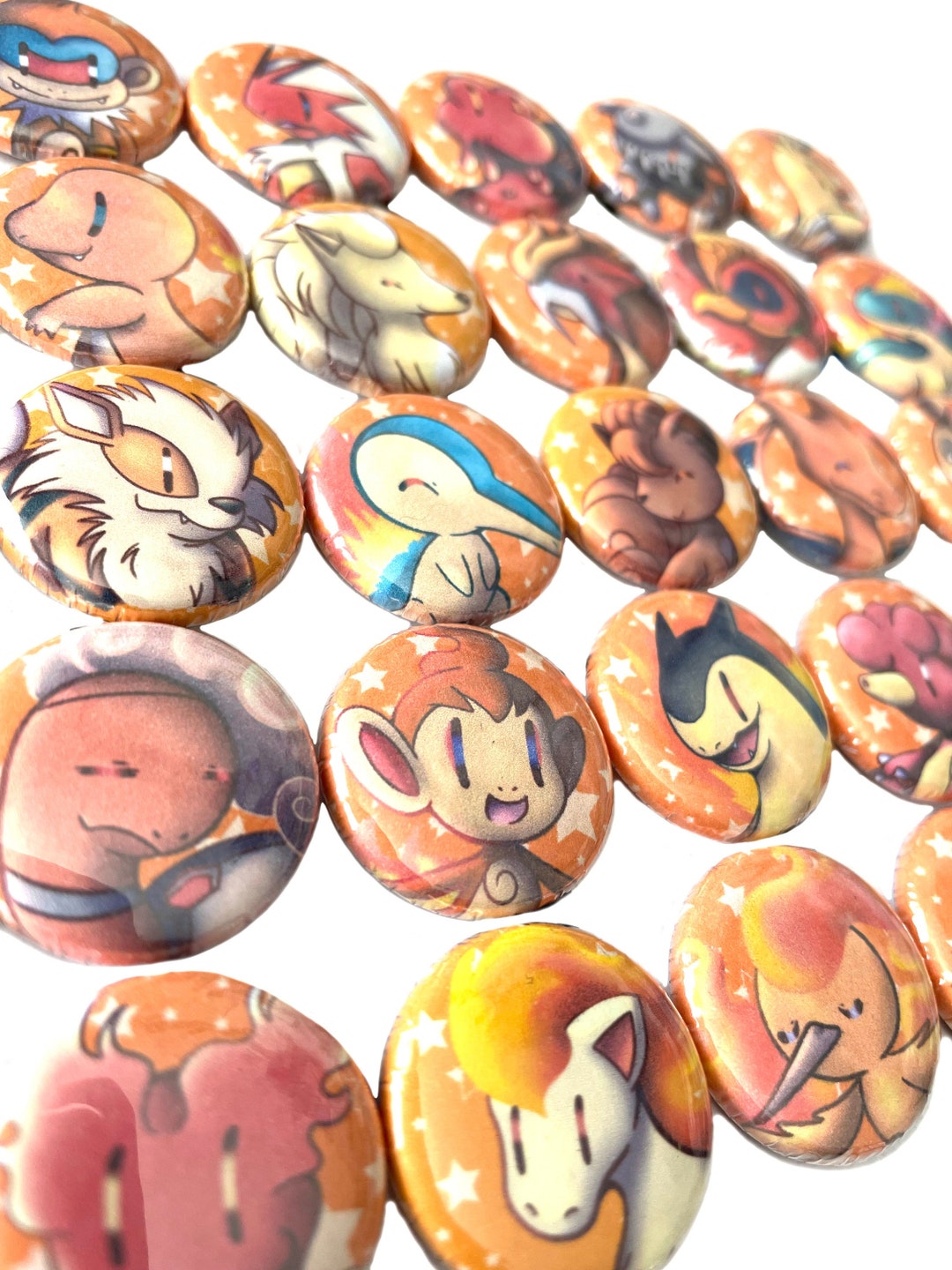 Fire Pokemons Pin Buttons Gen 1 Till 4 Fan Made - Etsy