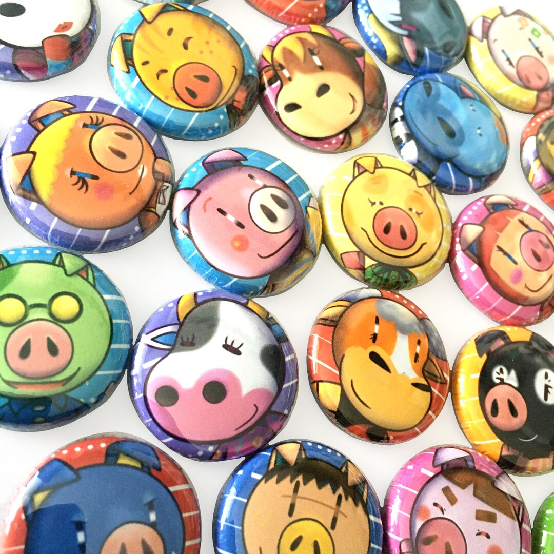Animal Crossing Bull Cow Pig Villlagers Pin Button Fan Made - Etsy