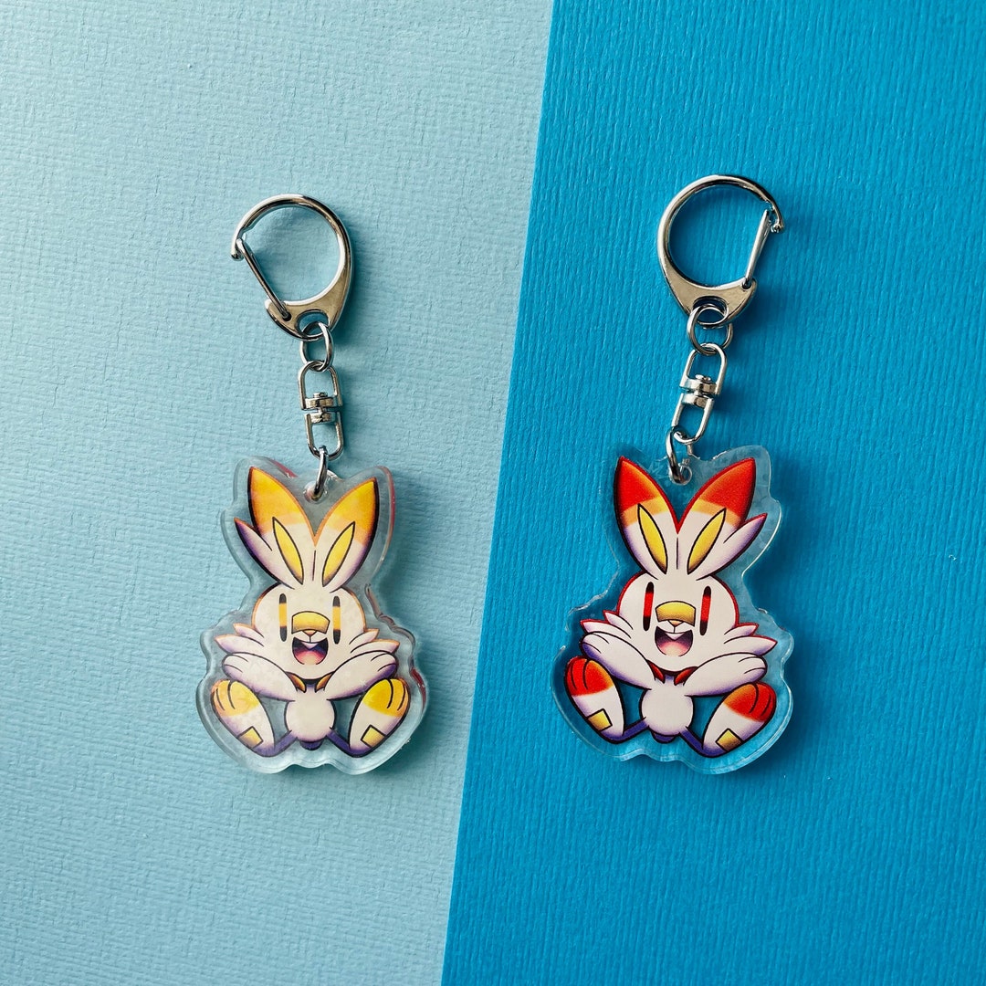 Scorbunny Acrylic Keychain Double-sided Charm Pokemon Fanmade - Etsy