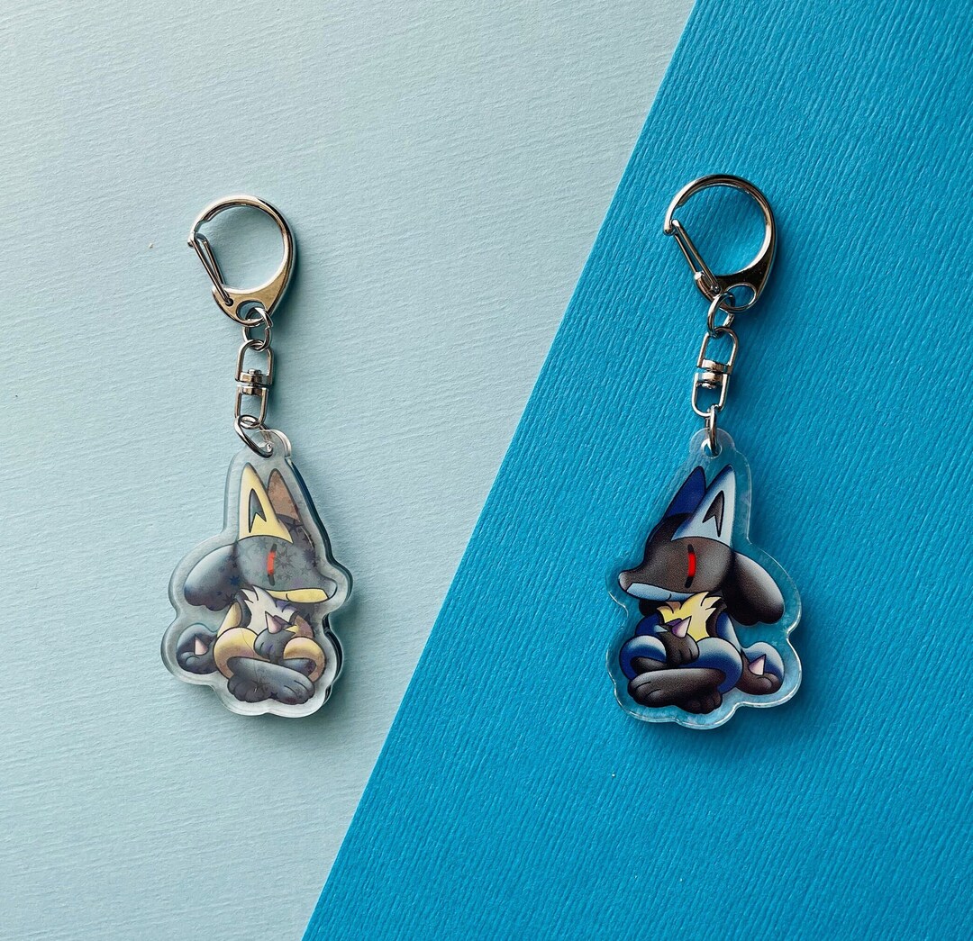 Lucario Acrylic Keychain Double-sided Charm Pokemon Fanmade - Etsy