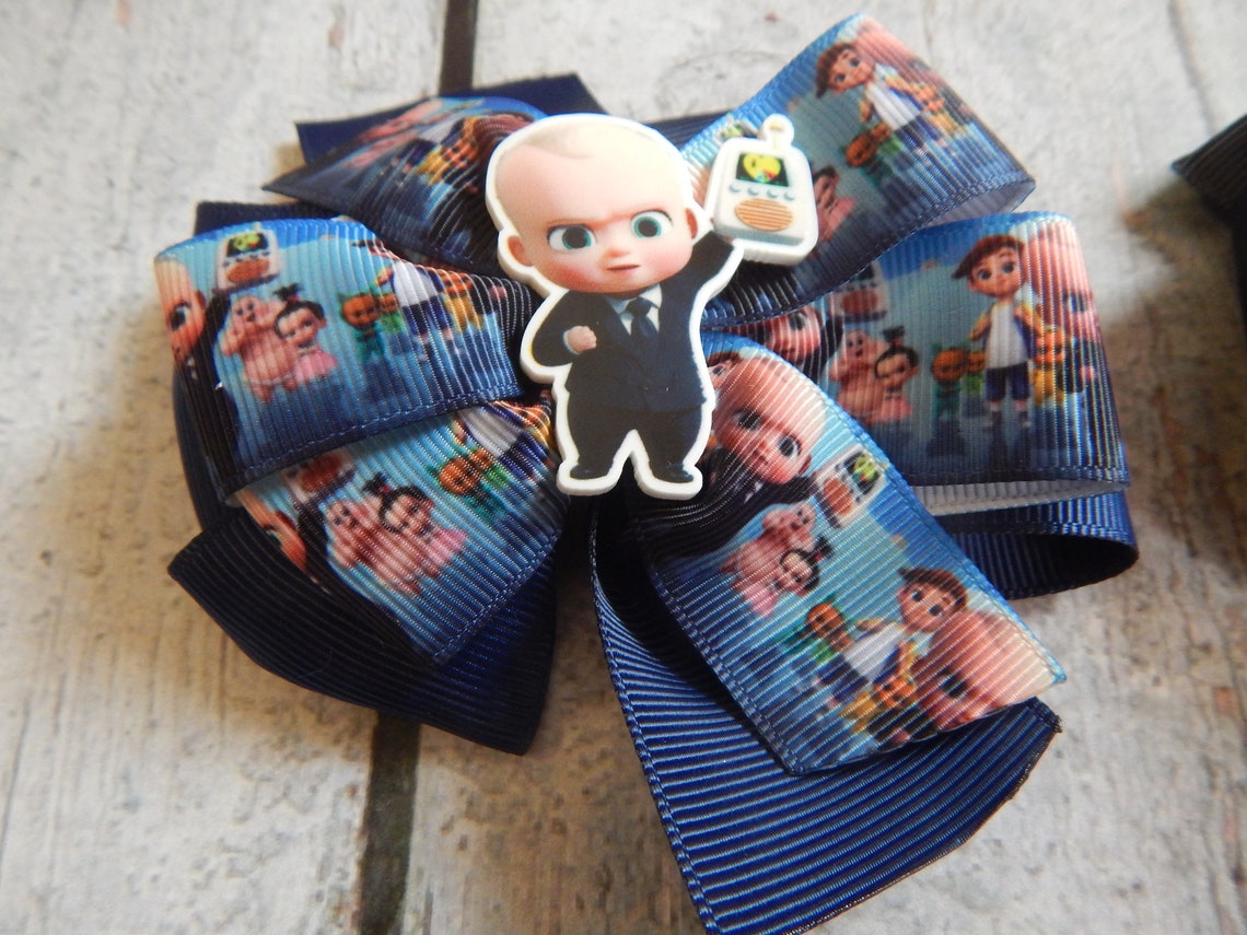 Boss baby Hair Bow hair clip Bow Barrette headband | Etsy