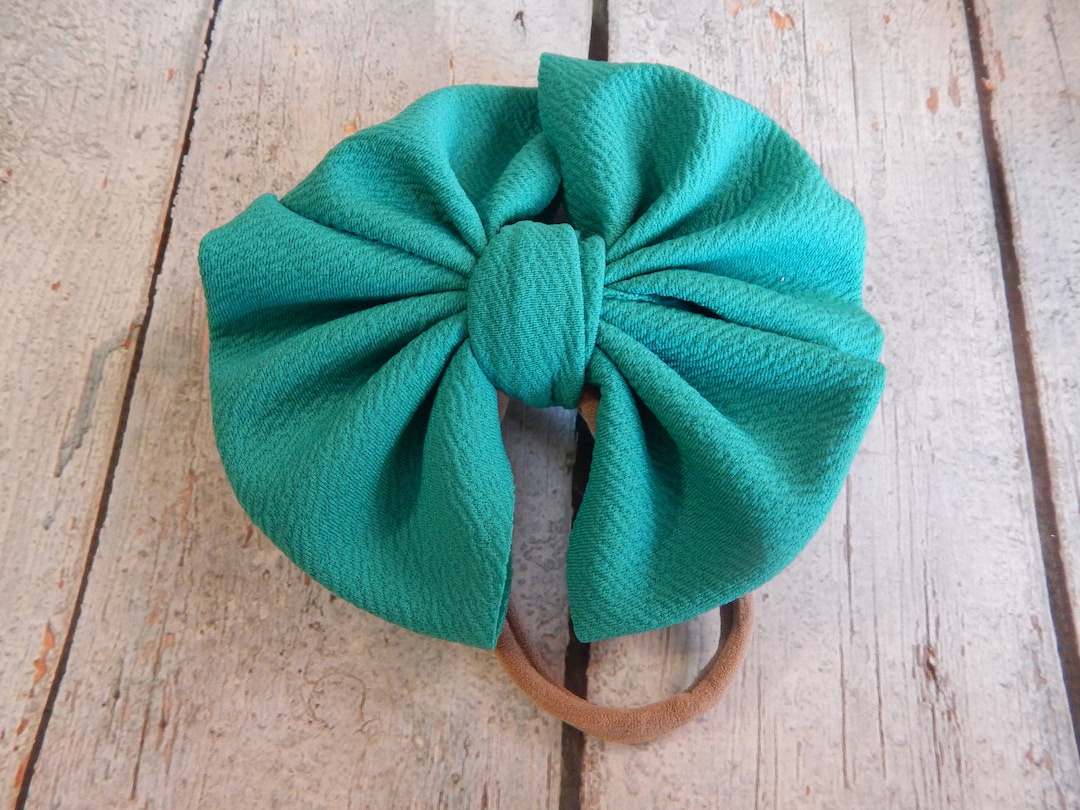 Emerald Messy Bow Crepe Fabric Hair Bow 4.5 Inches - Etsy