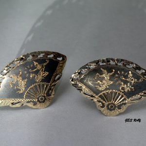 SIAM Fan Dancers Niello Signed E Seng Chong Sterling Silver CUFFLINKS ...