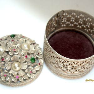 Florenza Trinket Box Jewelry Enamel Filigree, Multicolor Rhinestones ...