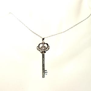 M Sterling Silver 10K Gold Genuine Diamonds Key Pendant Necklace - Etsy