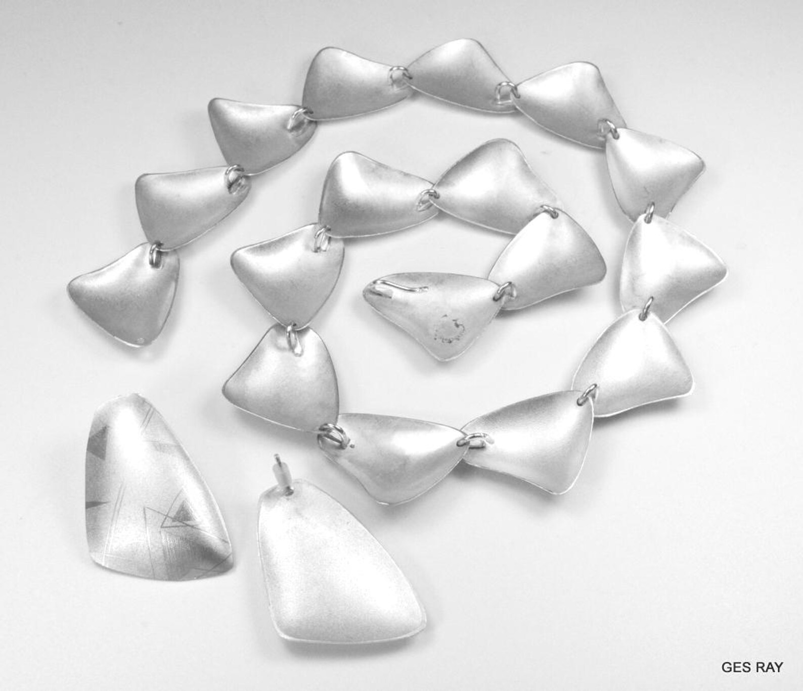 Modernist Jewelry Set Link Necklace and Earrings Contemporary Studio ...