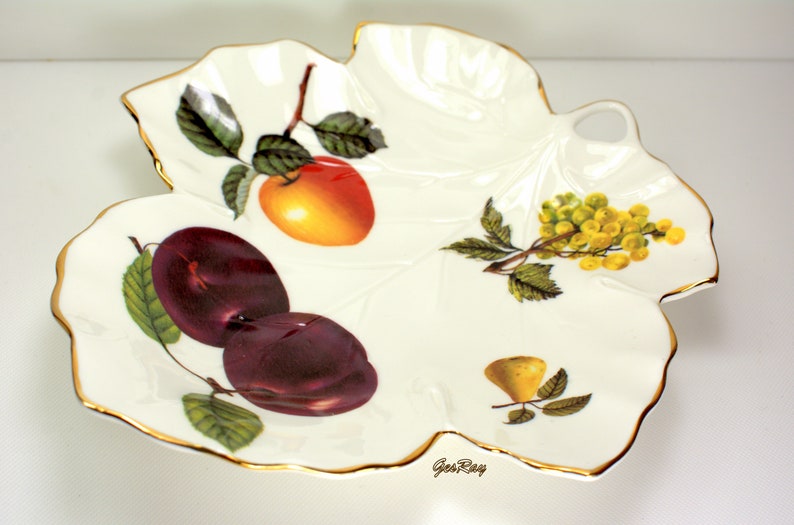 Springfield Bone China Leaf Shaped Dish White With Fruit - Etsy