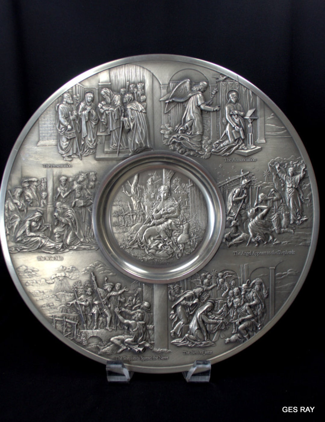 The Nativity the Trinity Zinn Plate Wall Hanging Charger W Germany ...