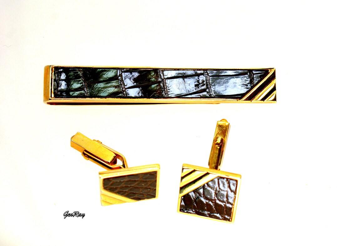 Vintage Mid-century Modern Cufflink Cuff Links & Tie Tack Clasp Bar ...
