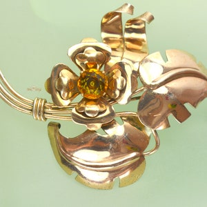 Harry Iskin 1930'S Vermeil Sterling Floral Brooch Pin Rhinestones Retro ...