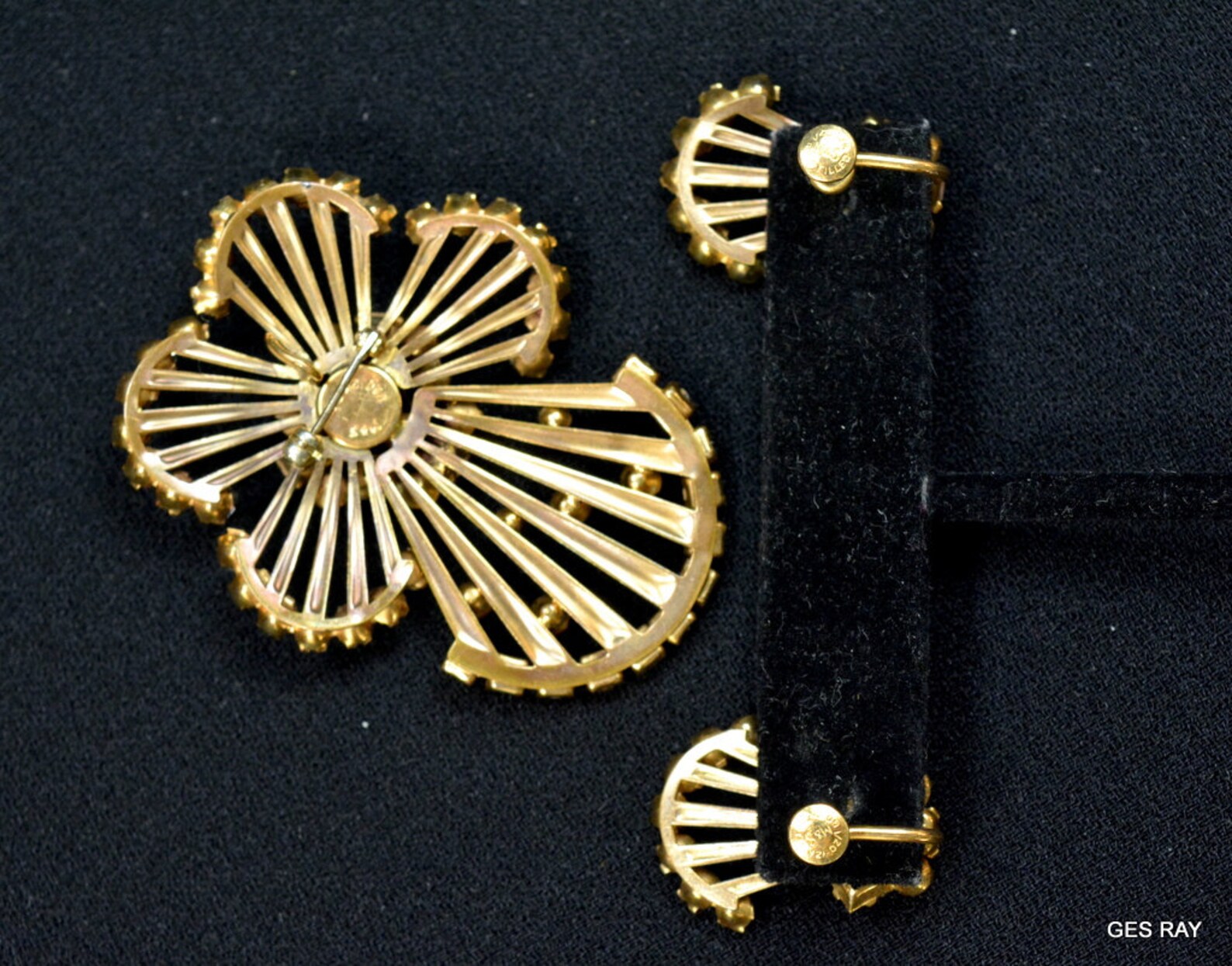 M&S for Phyllis Originals 12K GF Jewelryset Demi Parure Brooch | Etsy