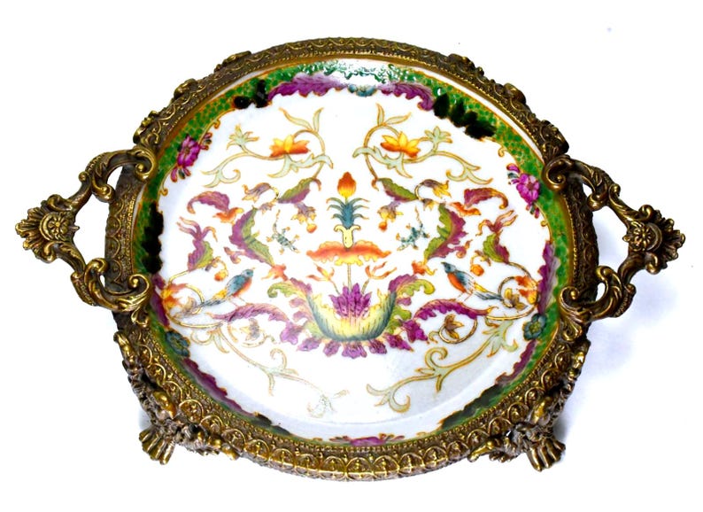Chinese Export Porcelain Hua Ping Tang Zhi Footed Footed Trinket Dish ...