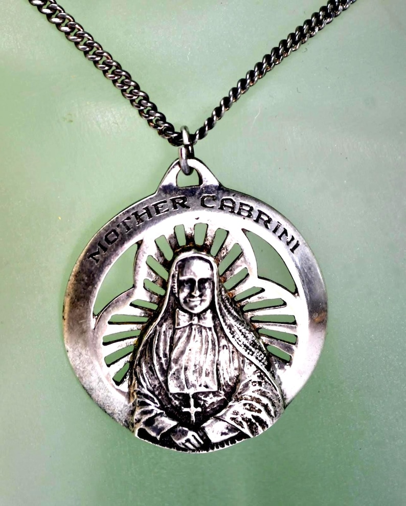 Sterling Saint Frances Mother Cabrini Medal With Chain Signed Watson ...