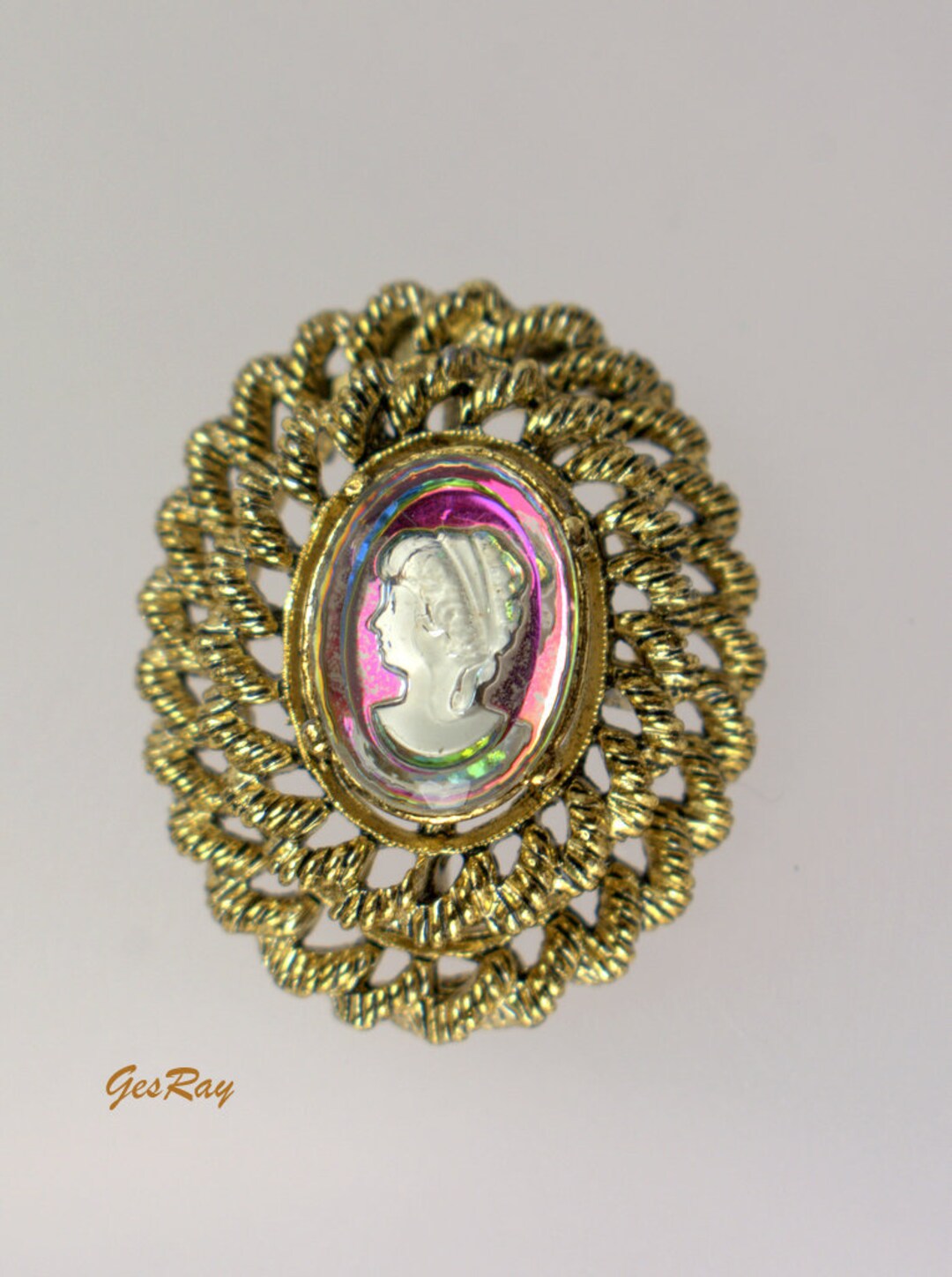 Vintage Cameo Brooch Inlay Cameo Signed Garry's - Etsy