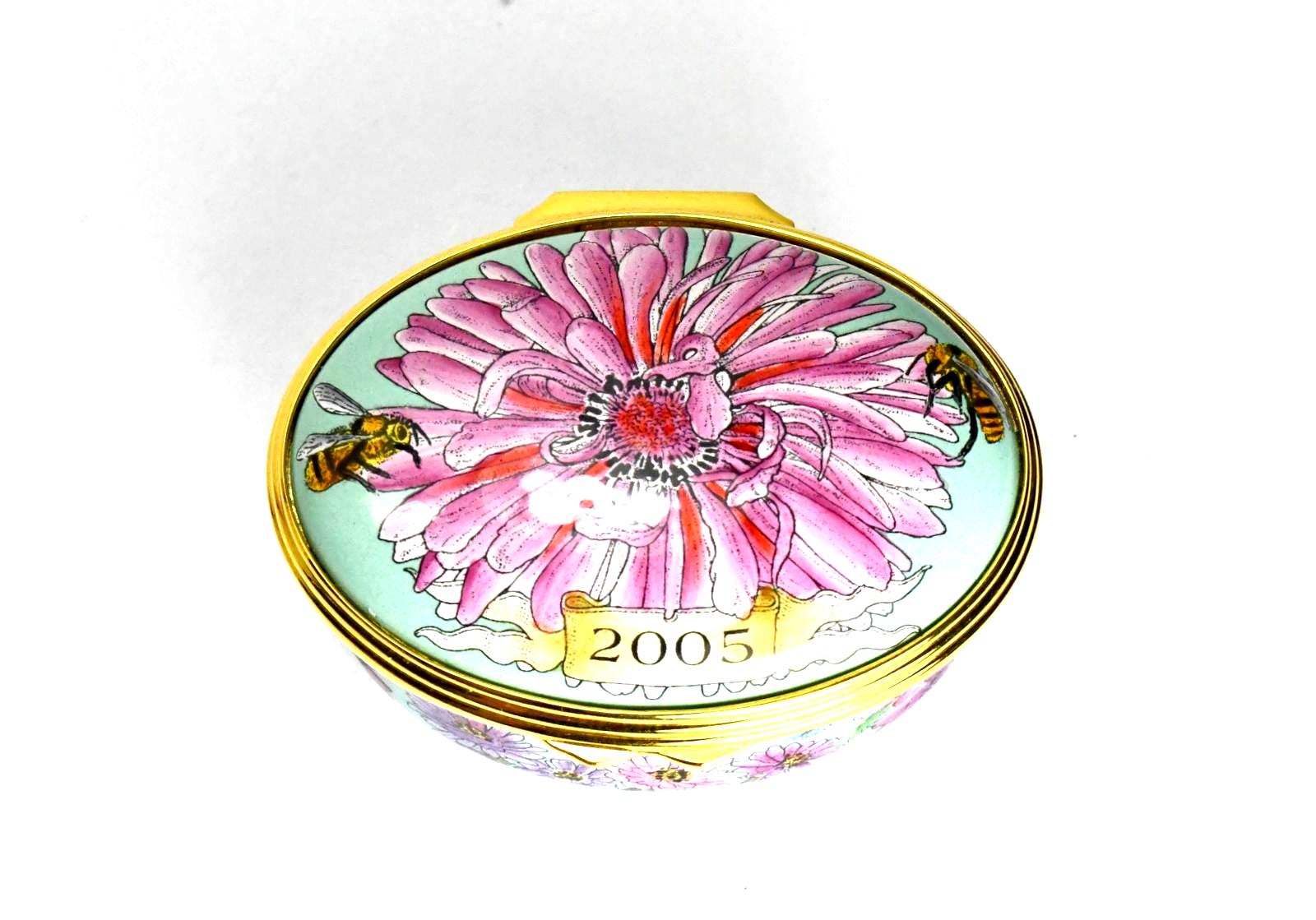 Halcyon Days English Enamel Trinket Box Ring / Pill Box to Remember ...