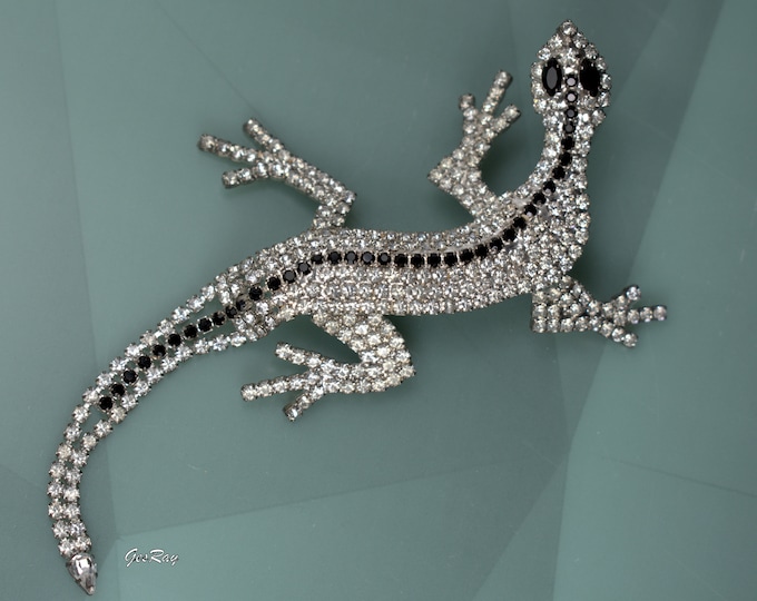 Articulated Diamanté Shoulder Lizard Brooch Butler & Wilson Unsigned ...