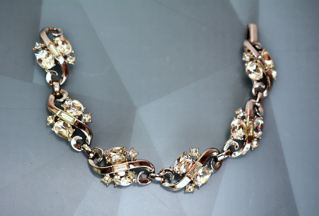 Alfred Philippe for Trifari Crystal Rhinestone Link Bracelet, Rare ...