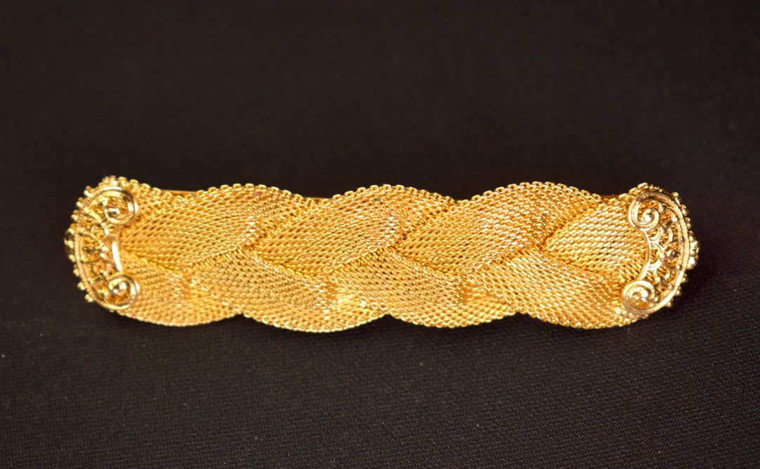 Vintage Large Snap Hair Clips Mesh Barrette / Barrette French Barrette ...