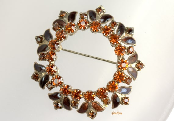 Vintage Crystal Wreath Brooch Pin, Austria Crystal Je… - Gem