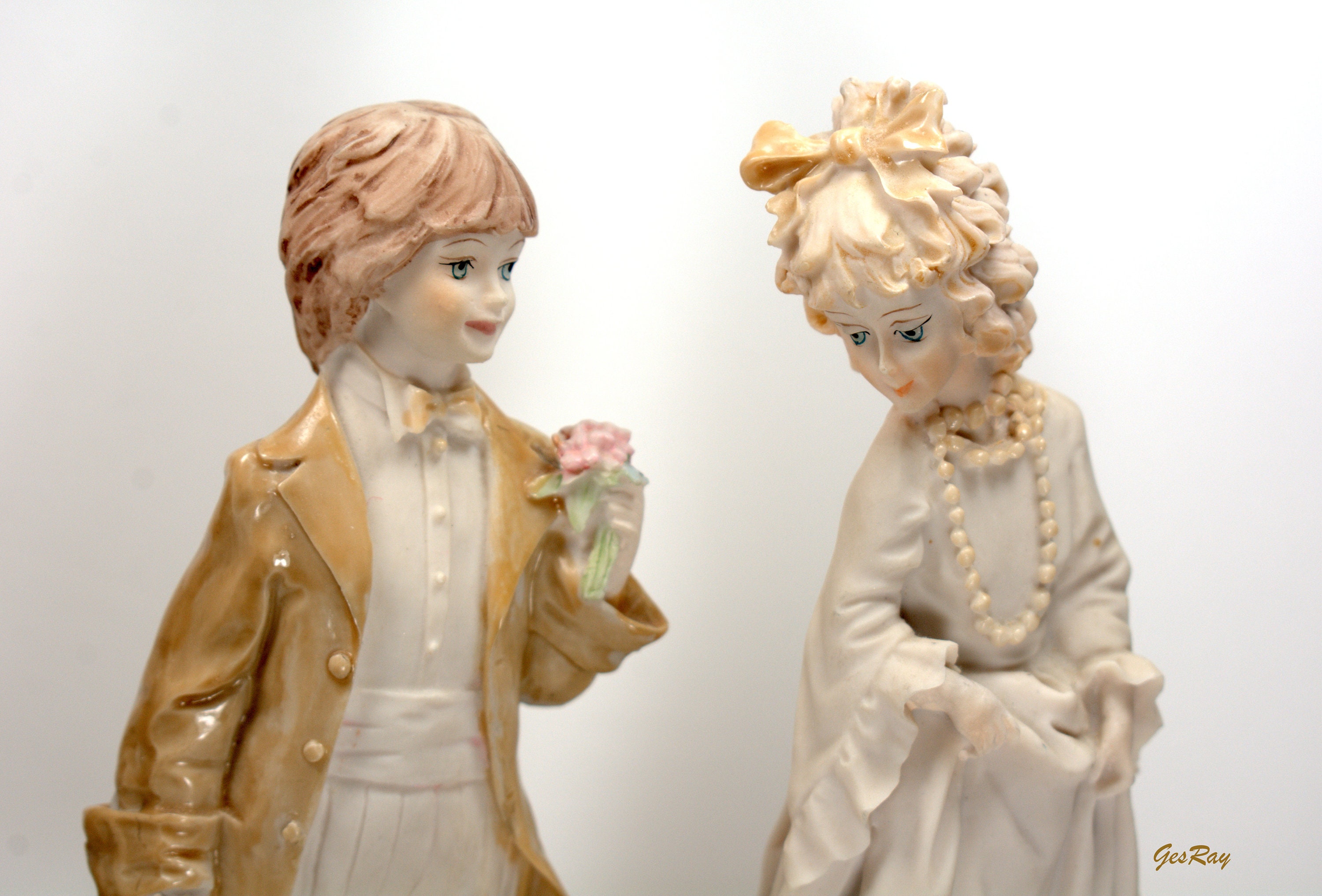 A Belcari Figurine Couple Boy & Girl Victorian Style 1984 Dear Arnart ...