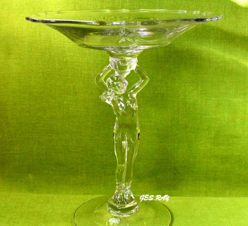 Cambridge Glass Crystal Nude Figurine Statuesque Stem Compote | Etsy