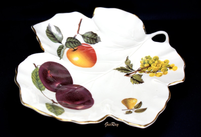 Springfield Bone China Leaf Shaped Dish White With Fruit - Etsy