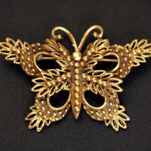 Vintage Estate Gold Hedy Filigree Butterfly Moth Brooch Pin Designer ...