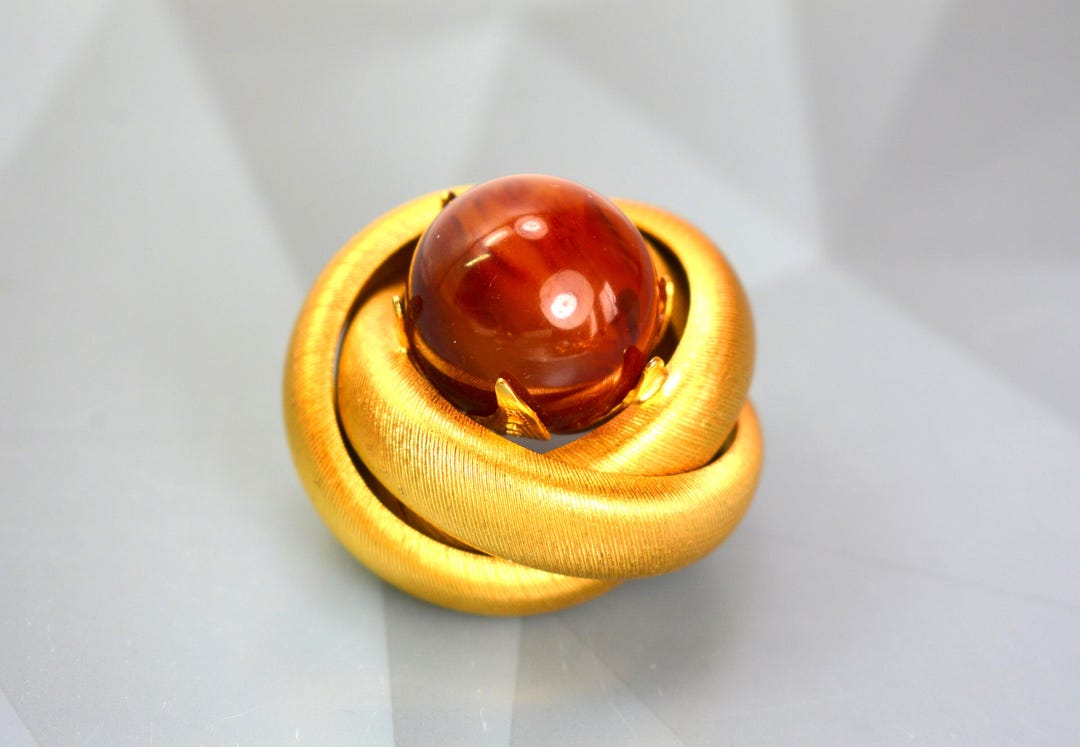 Modern Statement Pin Brooch Oversized, Gold Pipe Mesh Chain Large ...