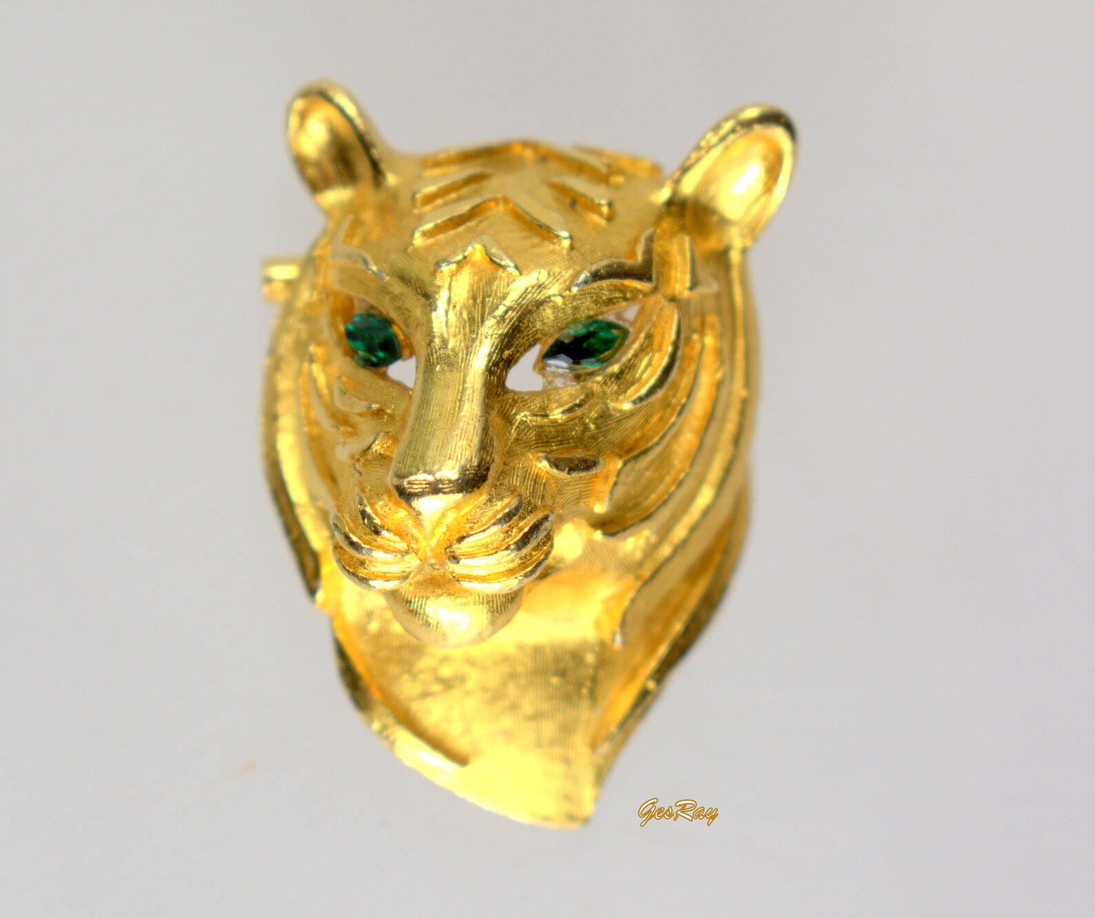 Vintage Gold Big Cat Tiger Leopard Head Brooch Pin / Tigers - Etsy