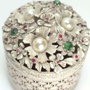 Florenza Trinket Box Jewelry Enamel Filigree, Multicolor Rhinestones ...